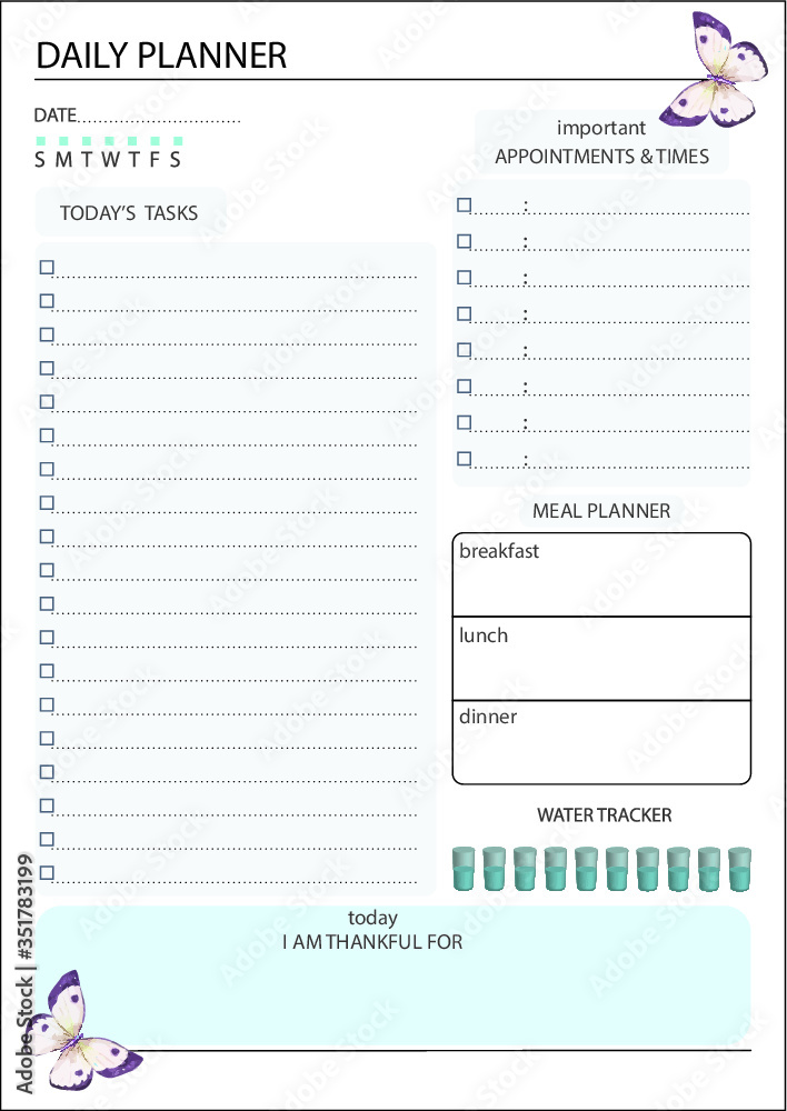 High resolution printable daily planner vector design Stock Vector ...