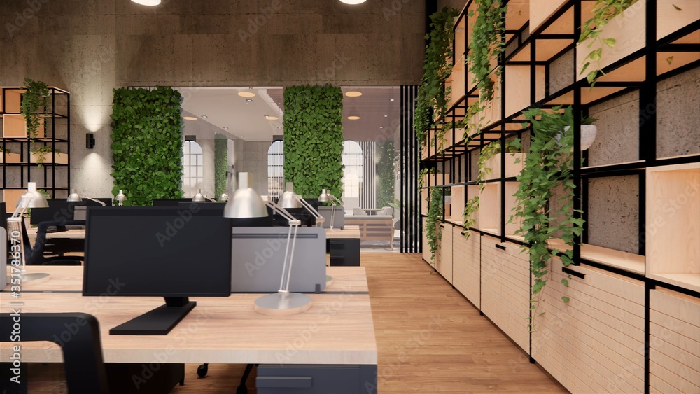Interior Empty Modern Loft Office open space modern office footage ...