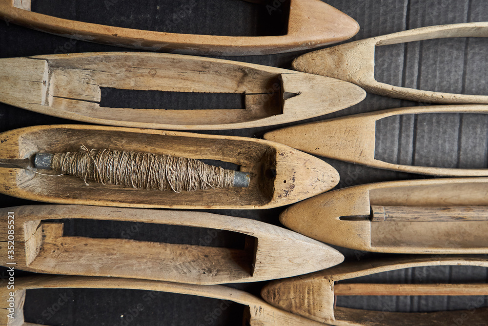 vintage wood shuttle weaving tool / boat shuttle for hand weaving Stock ...