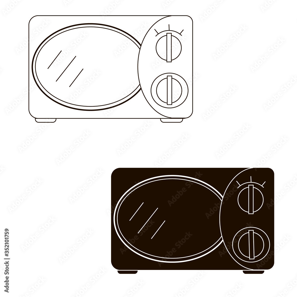 Microwave monohrome hand draw. Vector illustration. Front view ...