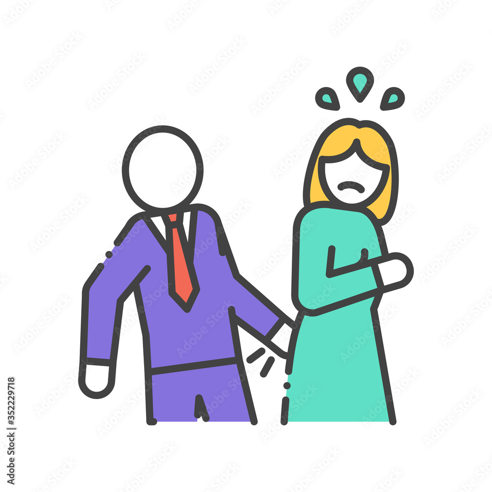 Sexual bullying color line icon. Woman harassment and violence. Sign ...