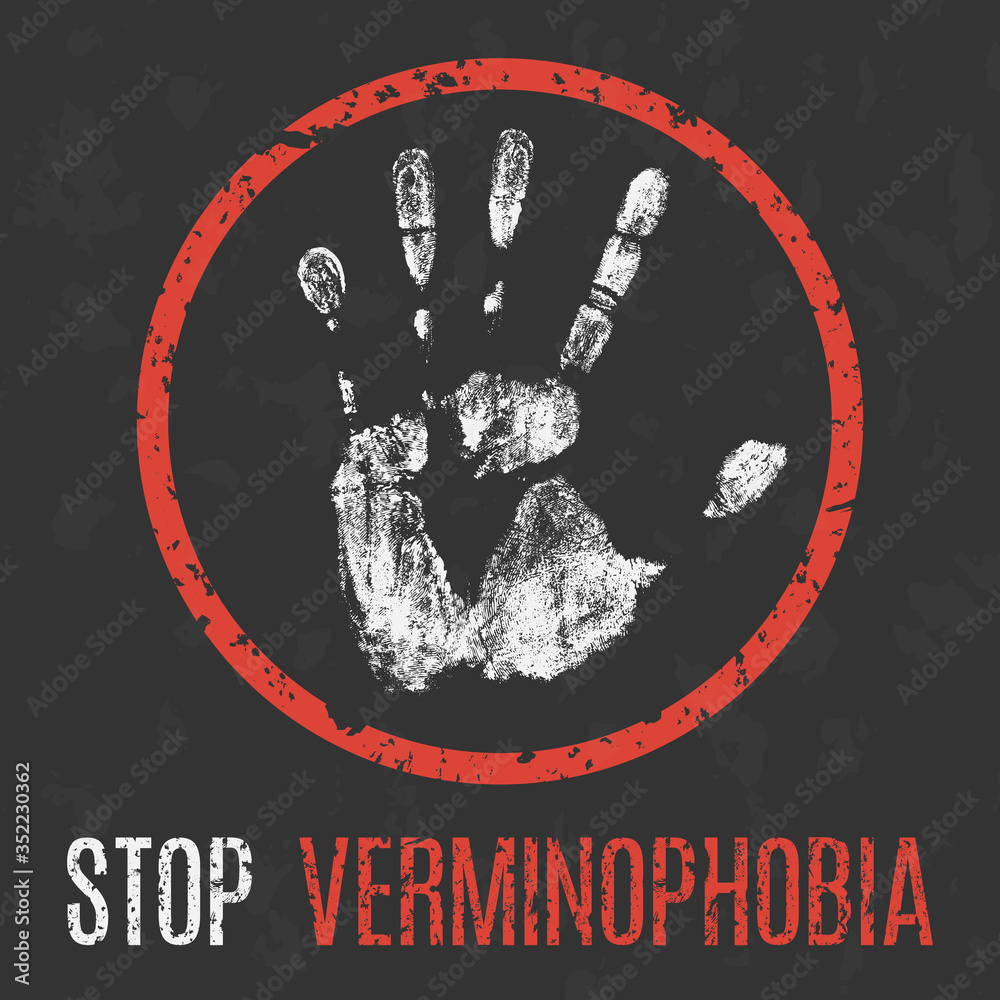 Conceptual vector illustration. Human sickness. Stop verminophobia ...