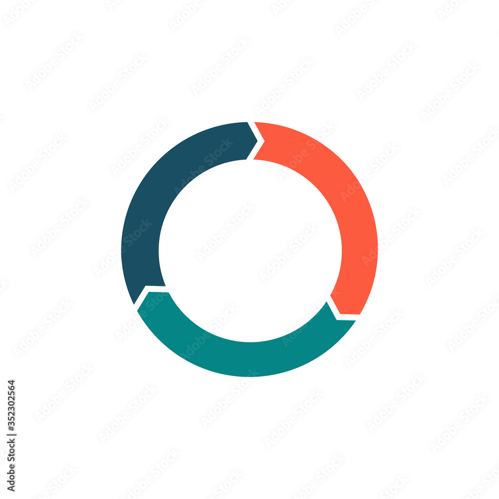 Infographic circle arrows template pie charts with 3 options. Stock vector illustration isolated ...
