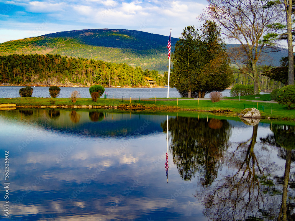 American flag in Bar Harbor Maine National Park Stock Photo | Adobe Stock