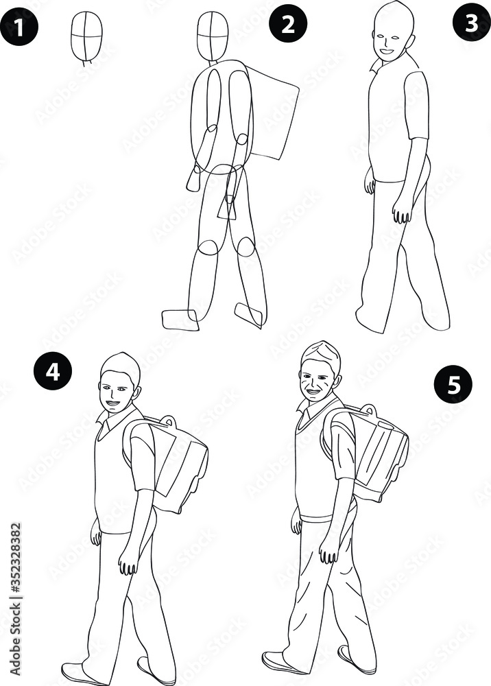 Drawing learn step by step tutorial techniques people occupations set ...