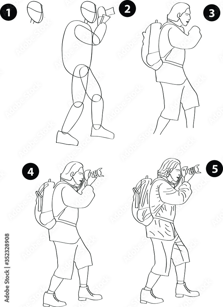 Drawing learn step by step tutorial techniques people occupations set ...