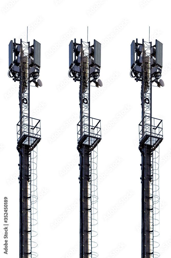 5G smart mobile telephone radio network antenna base station on the ...