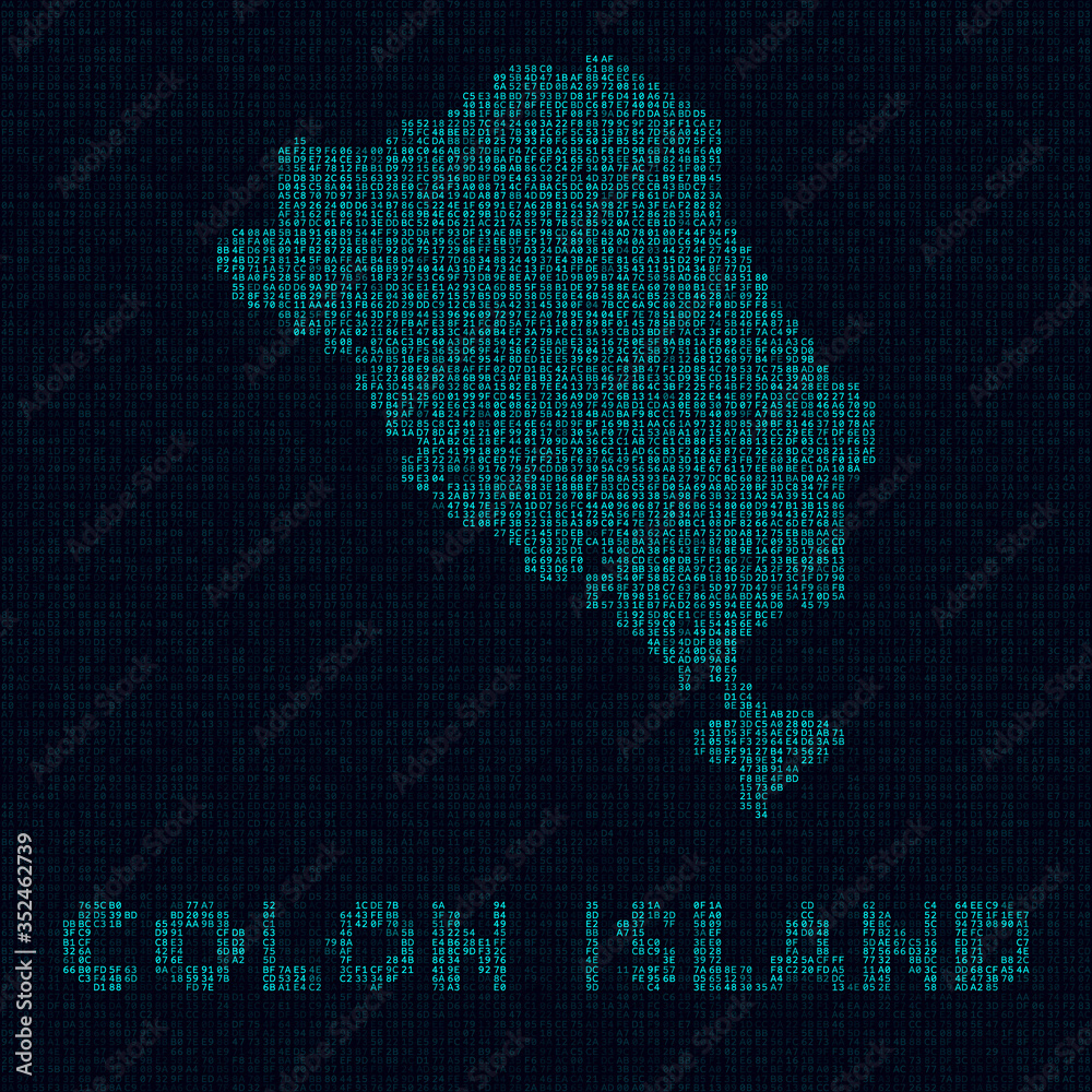 Colon Island tech map. Island symbol in digital style. Cyber map of ...