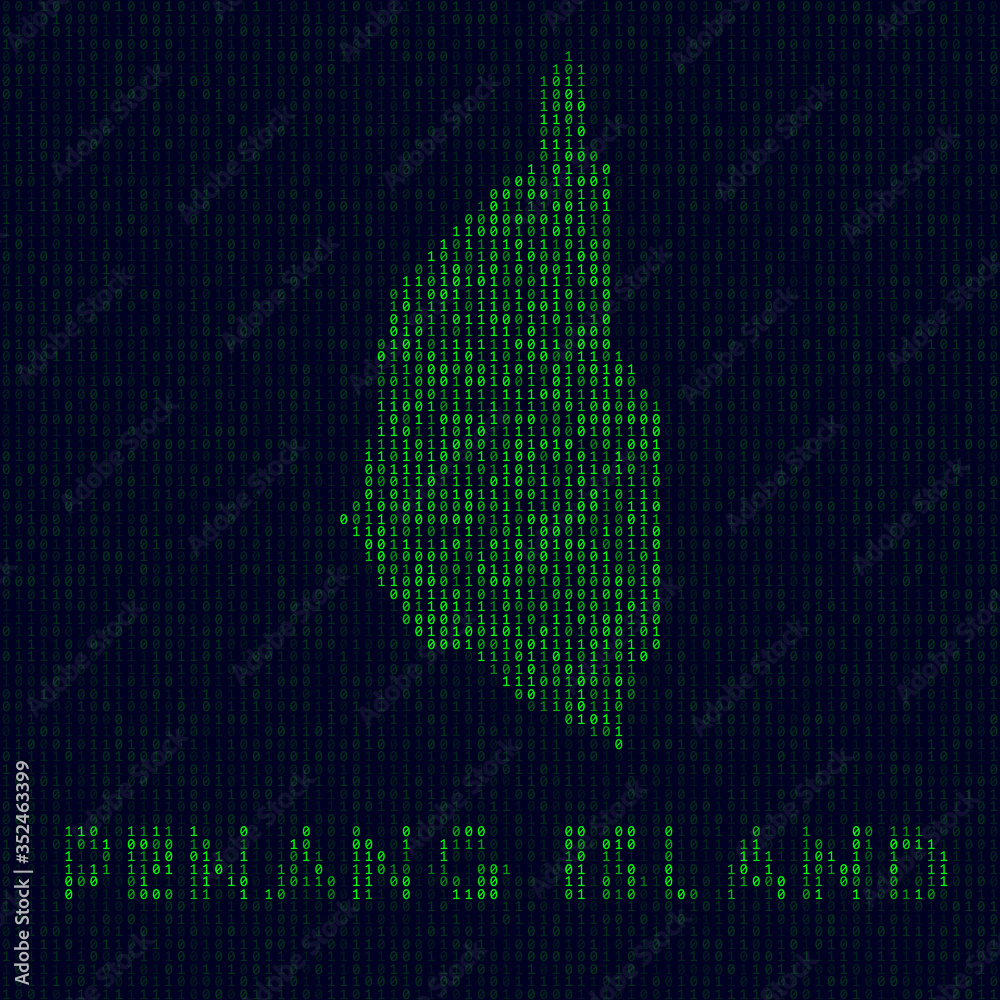 Digital Penang Island logo. Island symbol in hacker style. Binary code ...