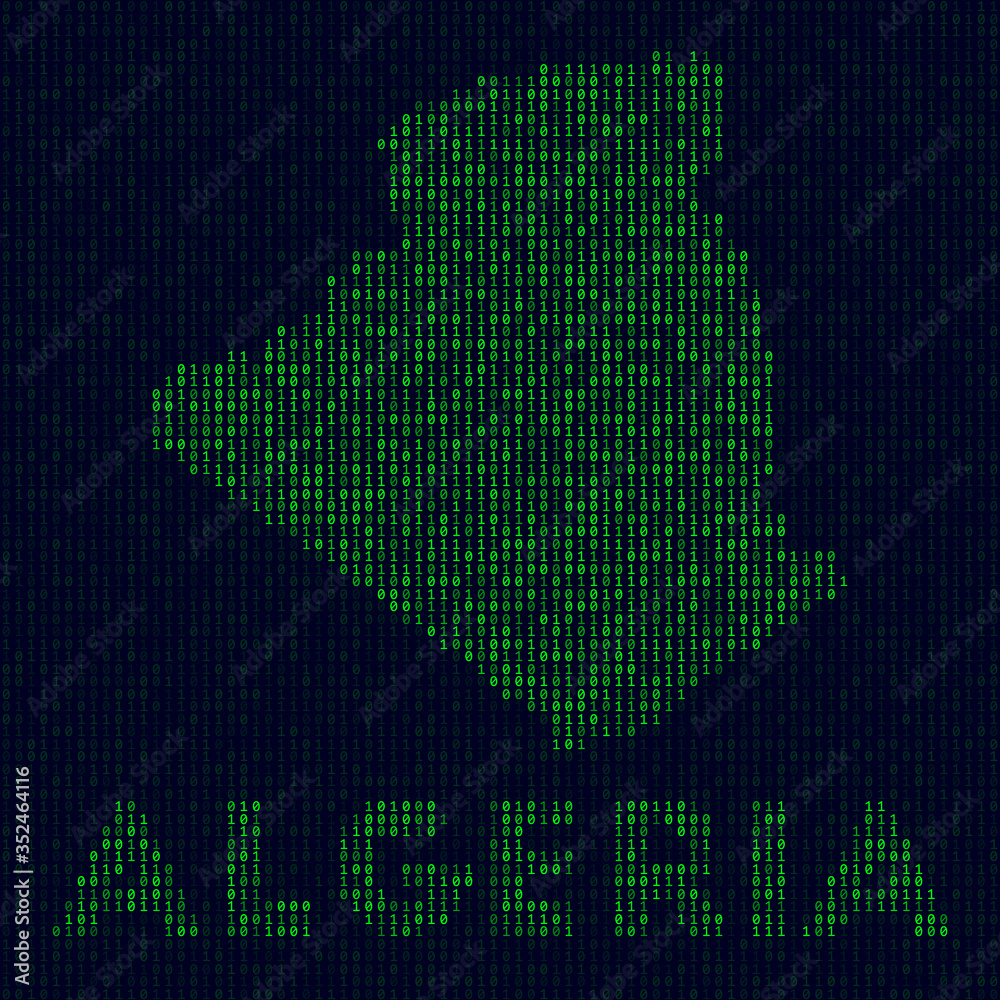 Digital Algeria logo. Country symbol in hacker style. Binary code map of Algeria with country ...