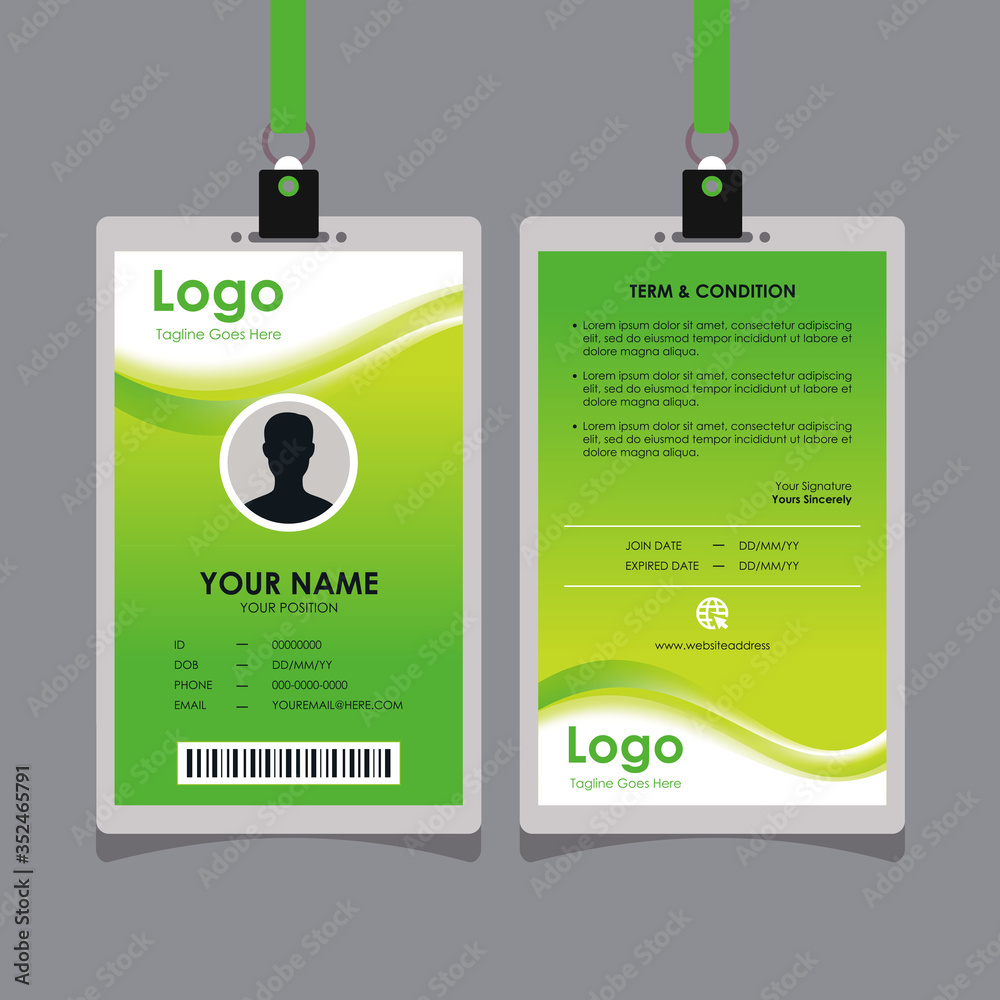 Abstract Fresh Green Yellow Wave Id Card Design, Professional Identity ...