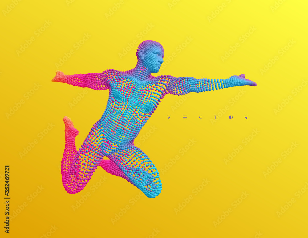 3D human body model. Gymnast jumping. Gymnastics activities for icon ...