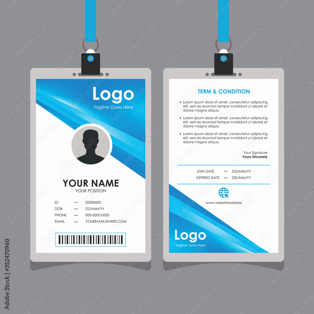 Abstract Dynamic Blue White Line Id Card Design, Professional Identity ...