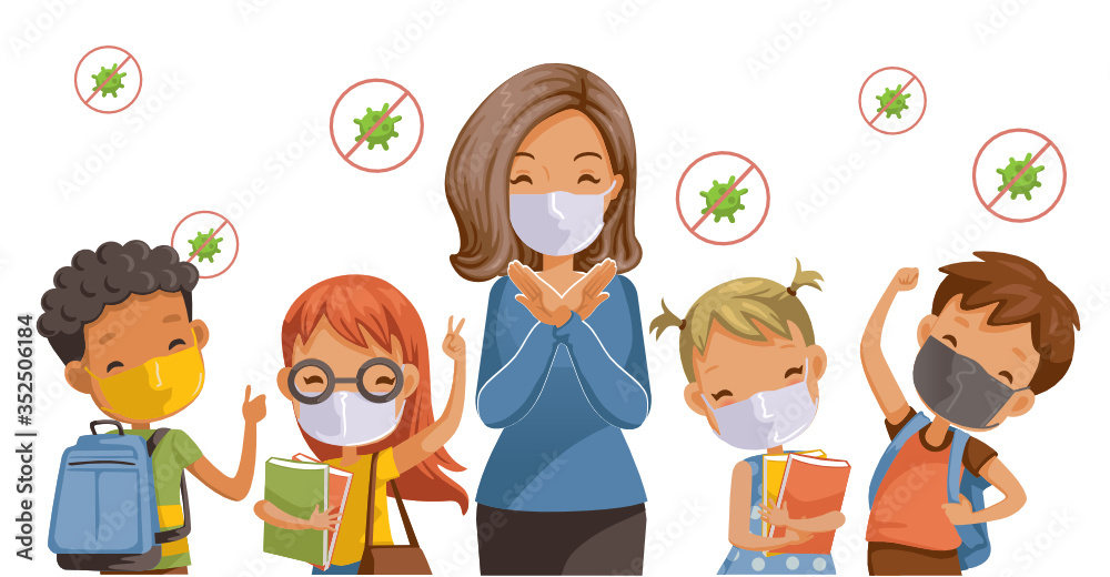 Image vectorielle Stock Back to school for new normal concept ...