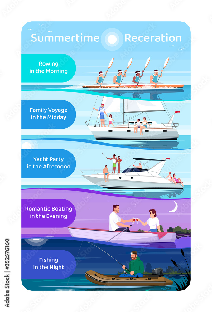 Vector de Stock Summertime recreation vector infographic template. Ship ...
