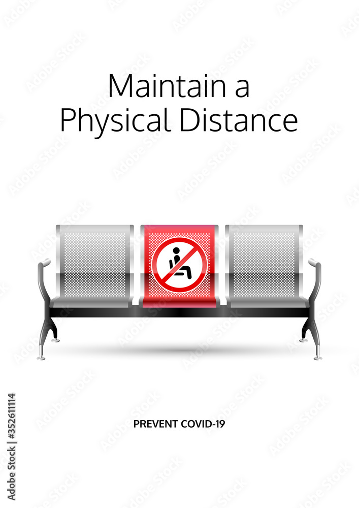 Maintain a physical distance poster. Covid-19 prevention design. Social ...