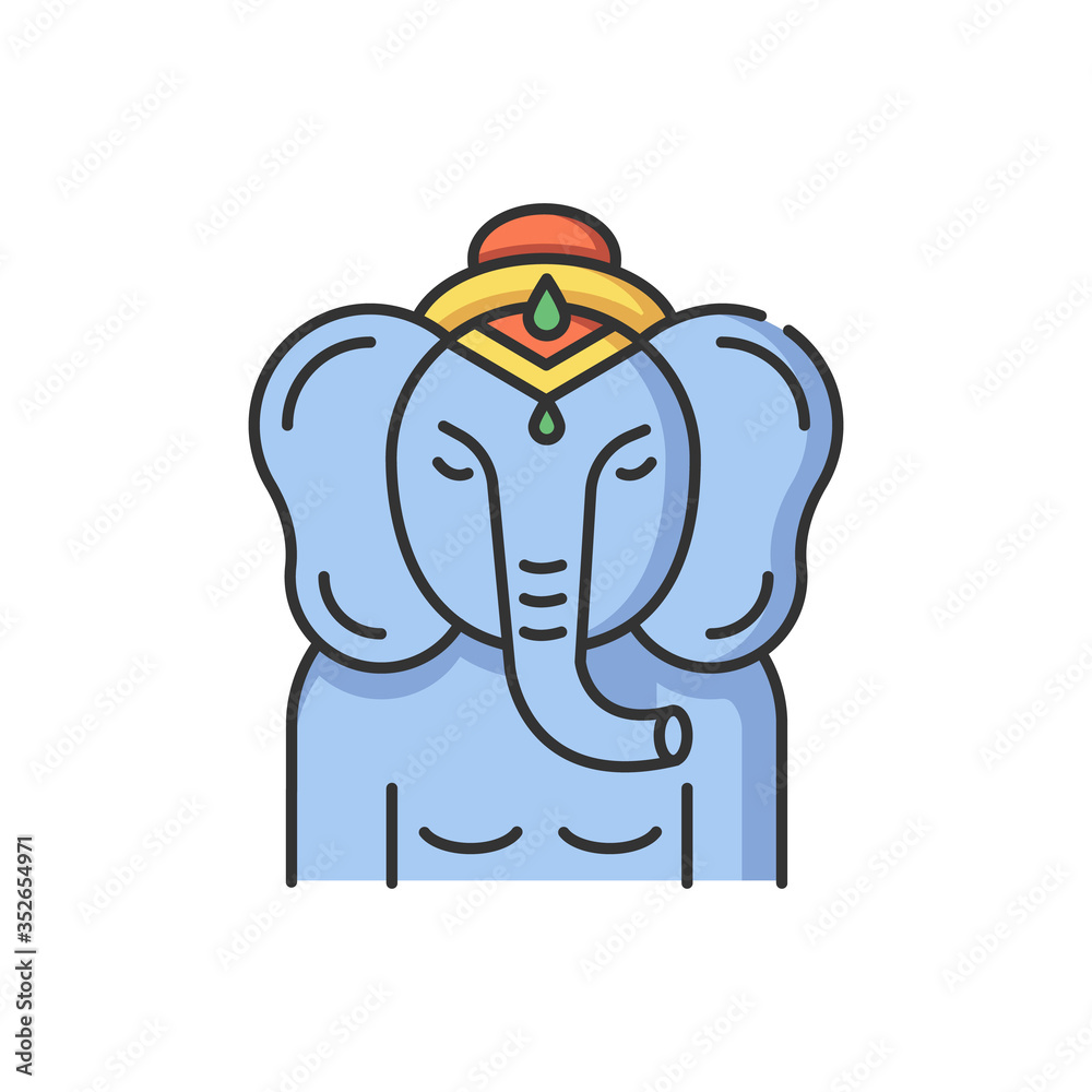 Lord Ganesha RGB color icon. Supreme deity in Hindu pantheon. Indian ...