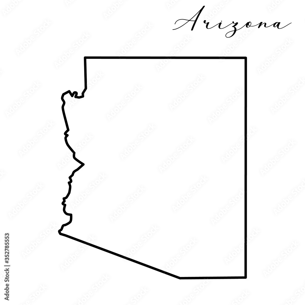 Vector high quality map of the American state of Arizona simple hand ...