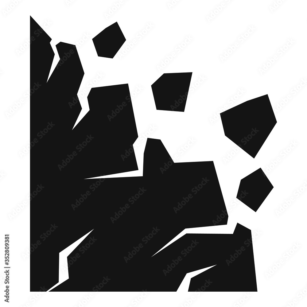 Warning landslide icon. Simple illustration of warning landslide vector ...