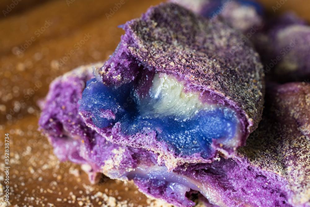 ube cheese pandesal, a gourmet pandesal that has a filling of ube and ...
