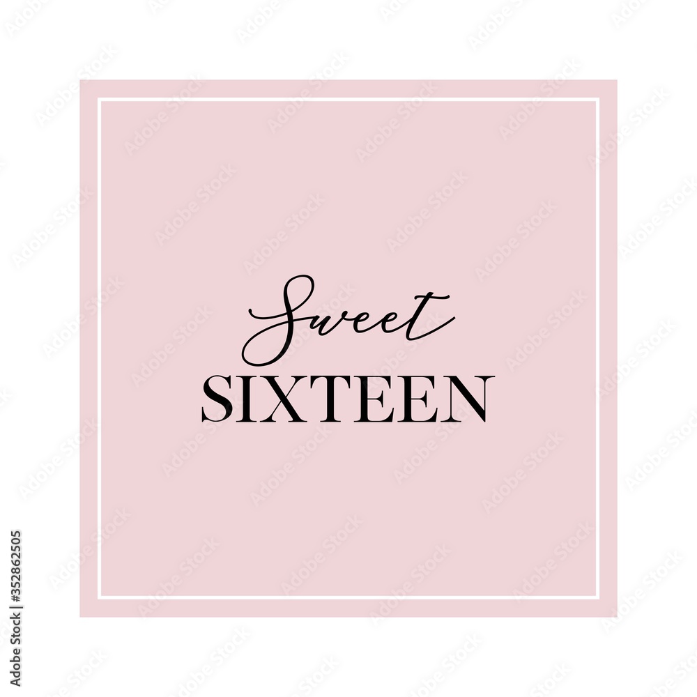 Sweet sixteen. Calligraphy invitation card, banner or poster graphic ...