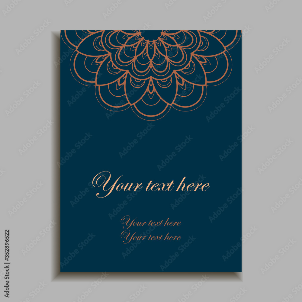 Blue and brown color Invitation Card with mandala ornament. Card ...