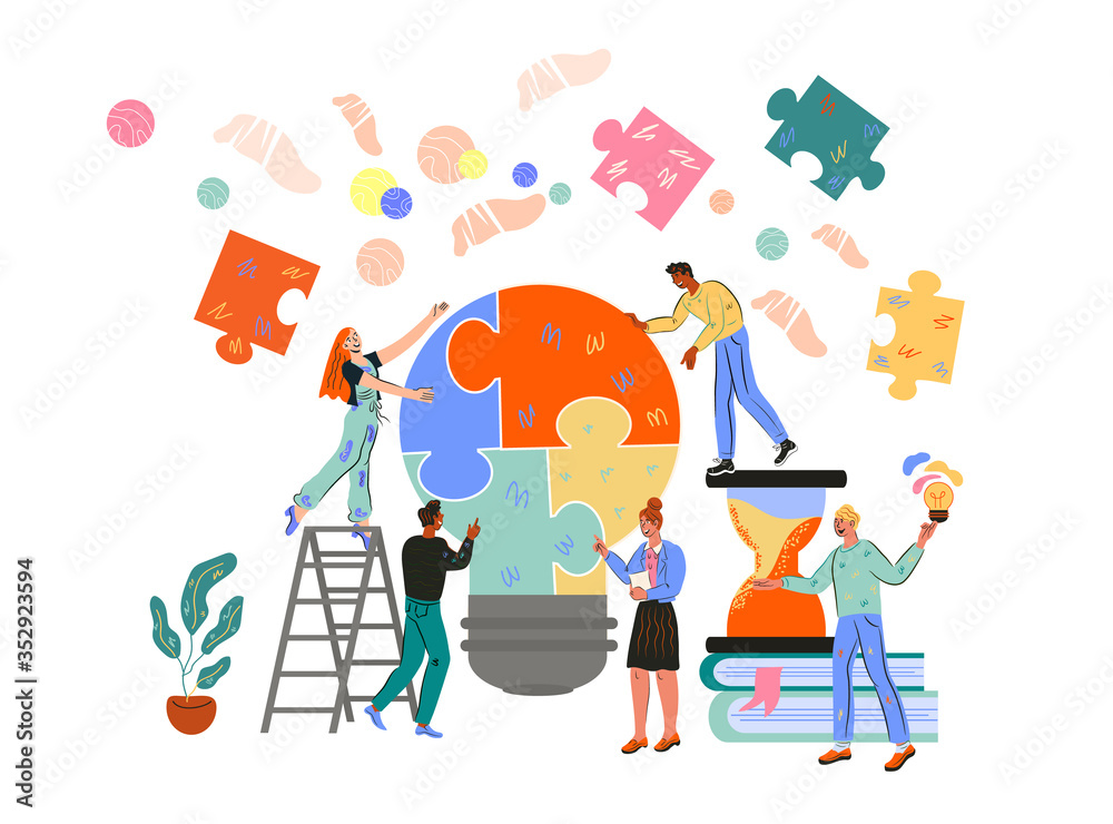 Business people are busy with joint tasks and work. Partnership and ...