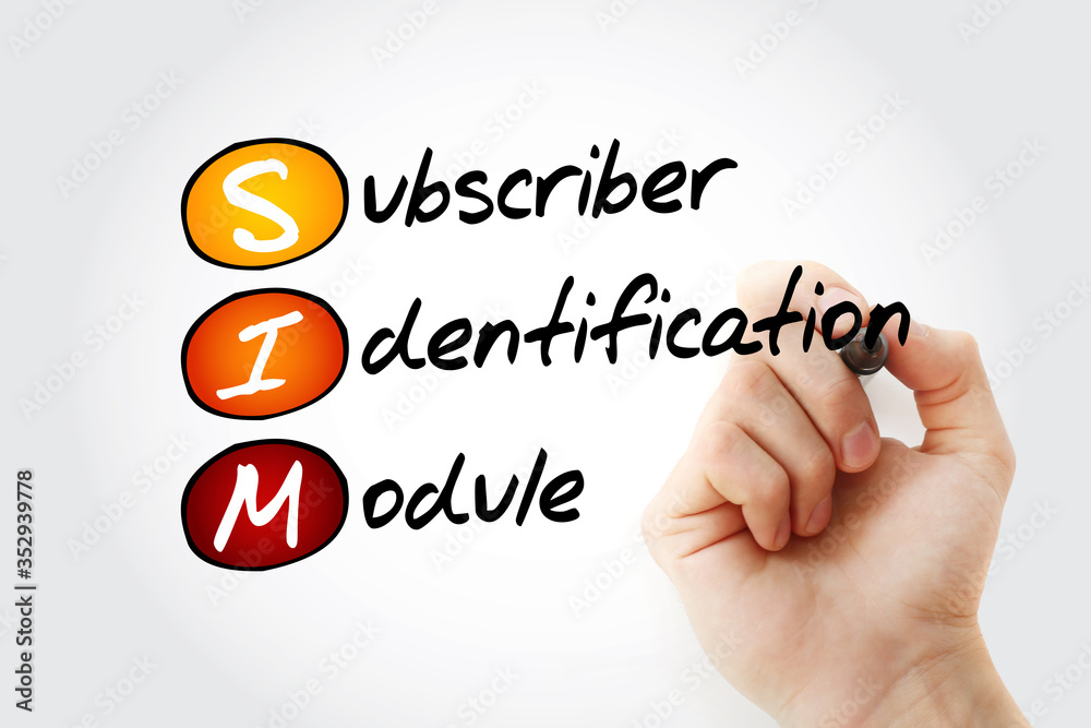 SIM - Subscriber Identification Module acronym, technology concept ...