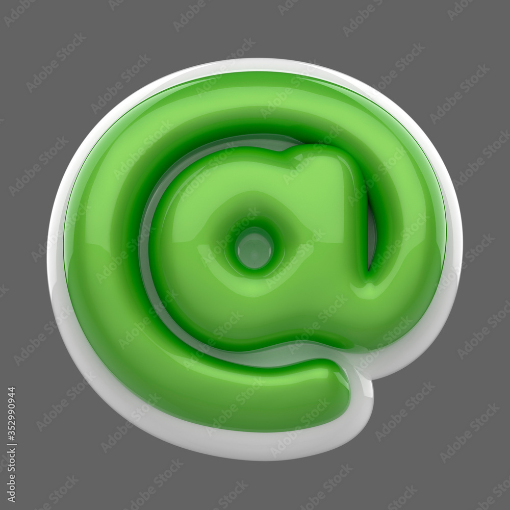 @ arroba rounded cool funny letter type reflexive green alphabet 3d ...