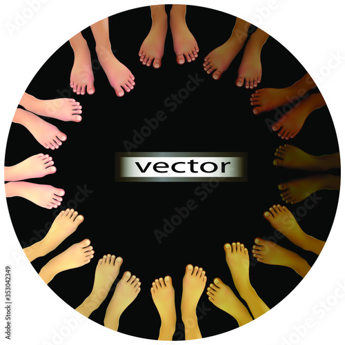 Feet vector illustration. tolerance and friendship of different peoples ...