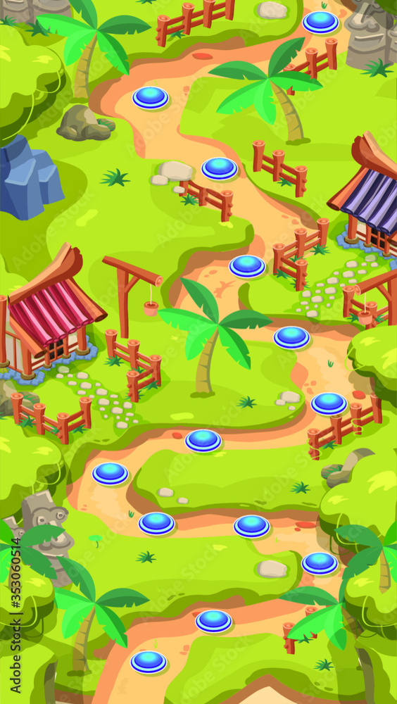 Mobile Game Level Map Template for Developers Stock Vector | Adobe Stock