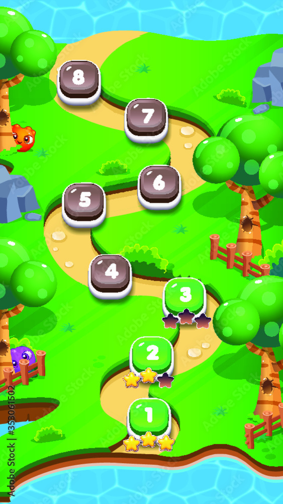 Mobile Game Level Map Template for Developers Stock Vector | Adobe Stock