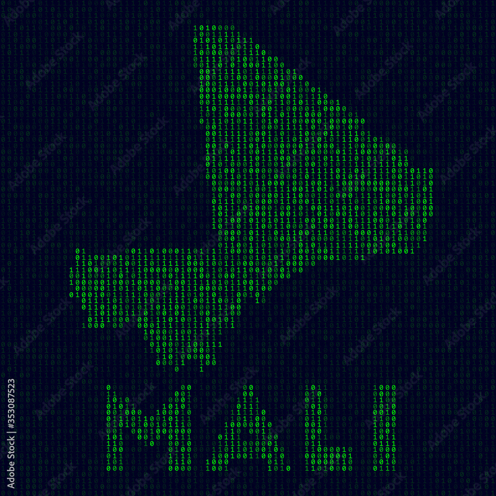 Digital Mali logo. Country symbol in hacker style. Binary code map of ...