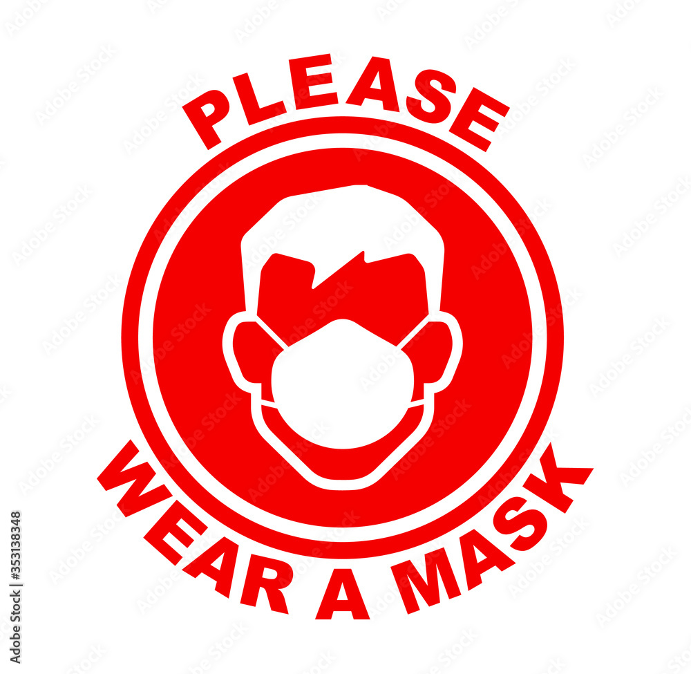 please wear a mask sign vector Stock Vector | Adobe Stock