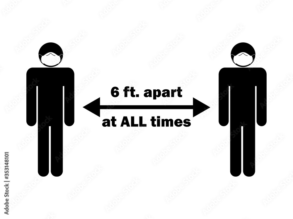 เวกเตอร์ Stock 6 ft. Apart at ALL Times Stick Figure With Mask ...