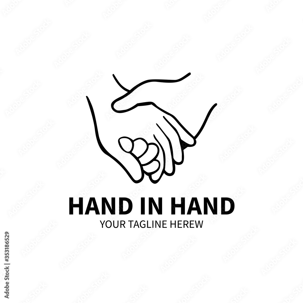 Hand in hand logo template Stock Vector | Adobe Stock