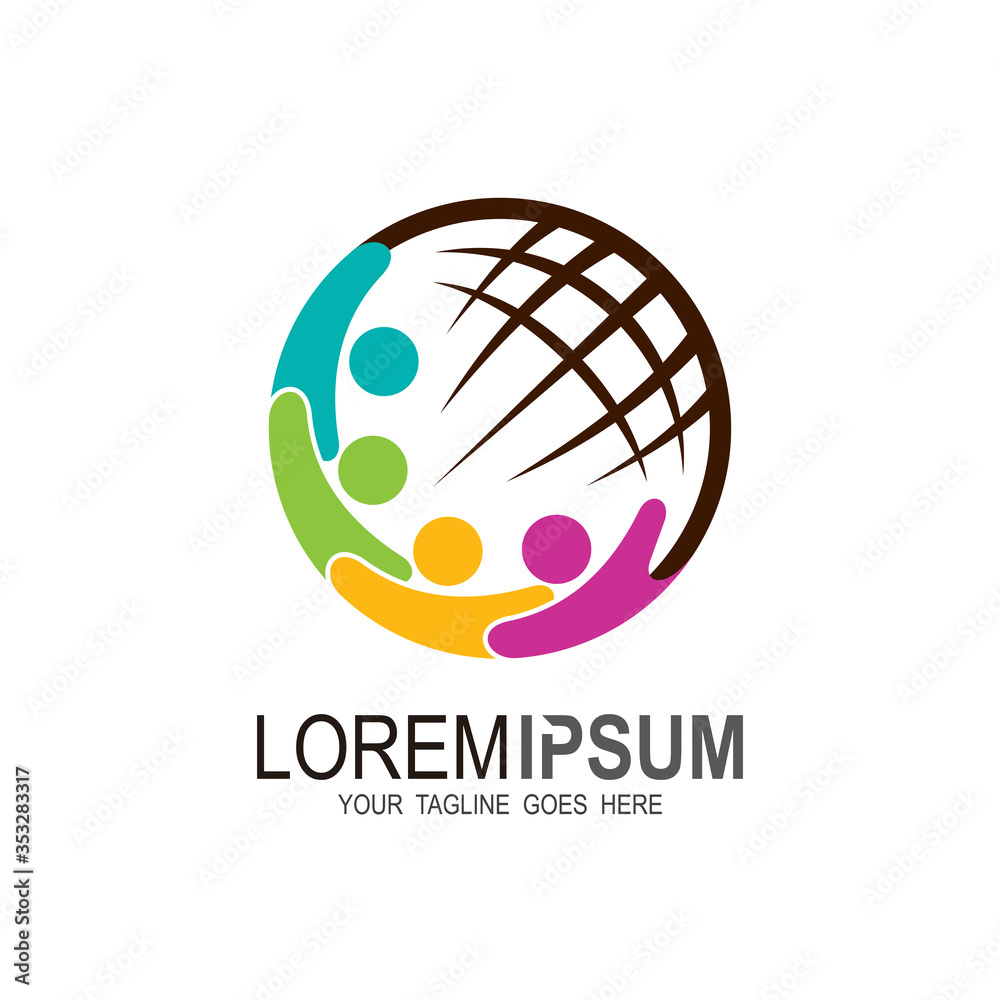 Earth and family symbol or icon, Globe icon design template, Vector ...