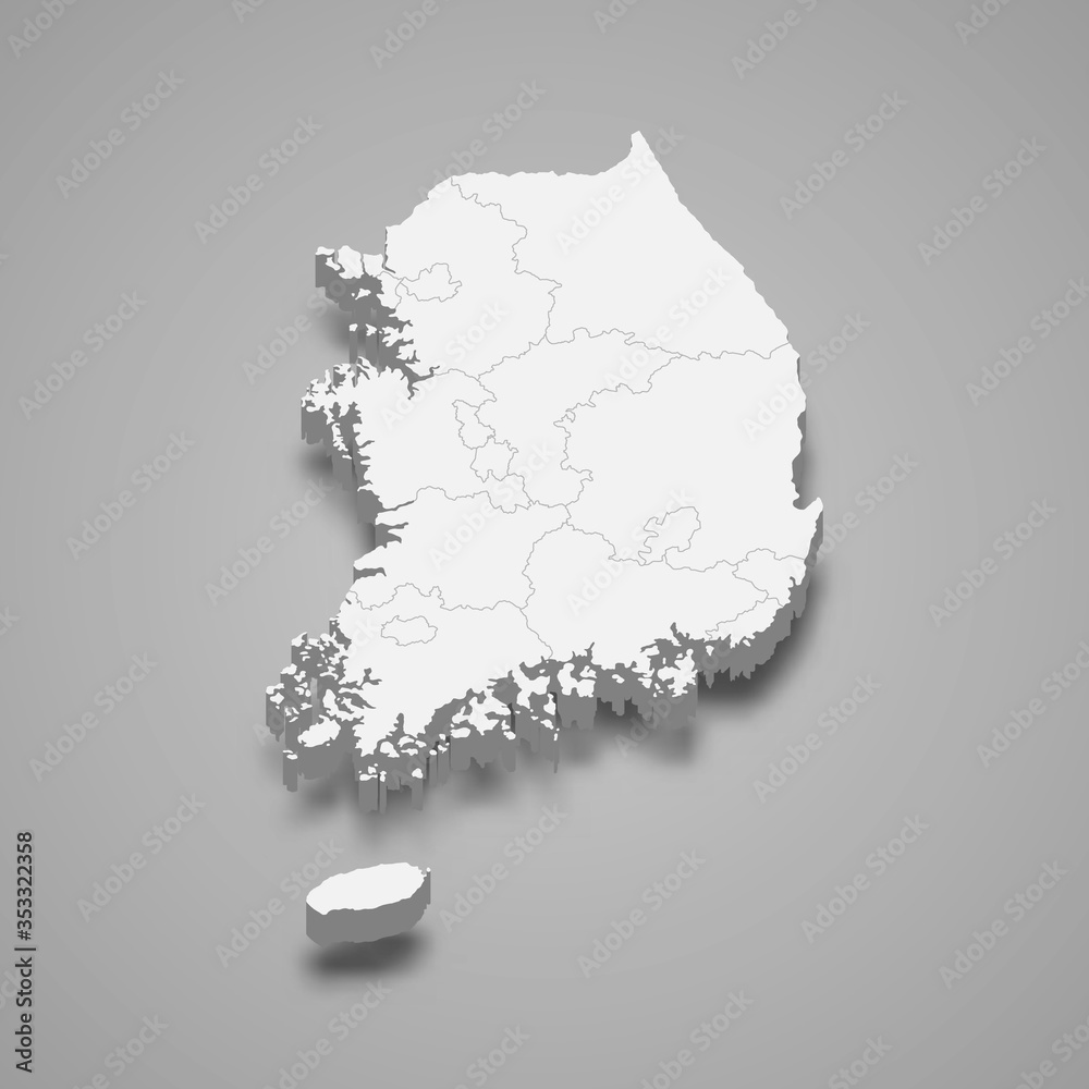 South Korea 3d map with borders Template for your design 스톡 벡터 | Adobe ...