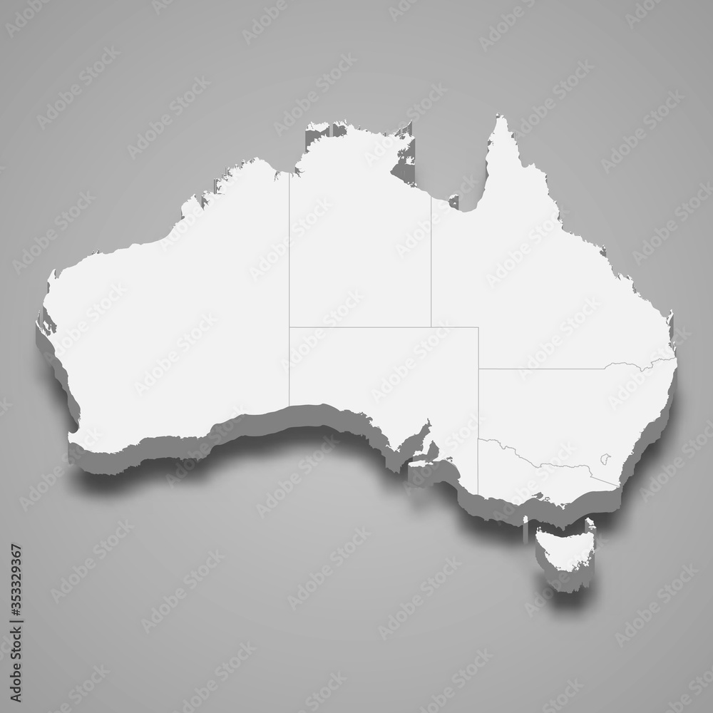 australia 3d map with borders Template for your design Stock Vector ...