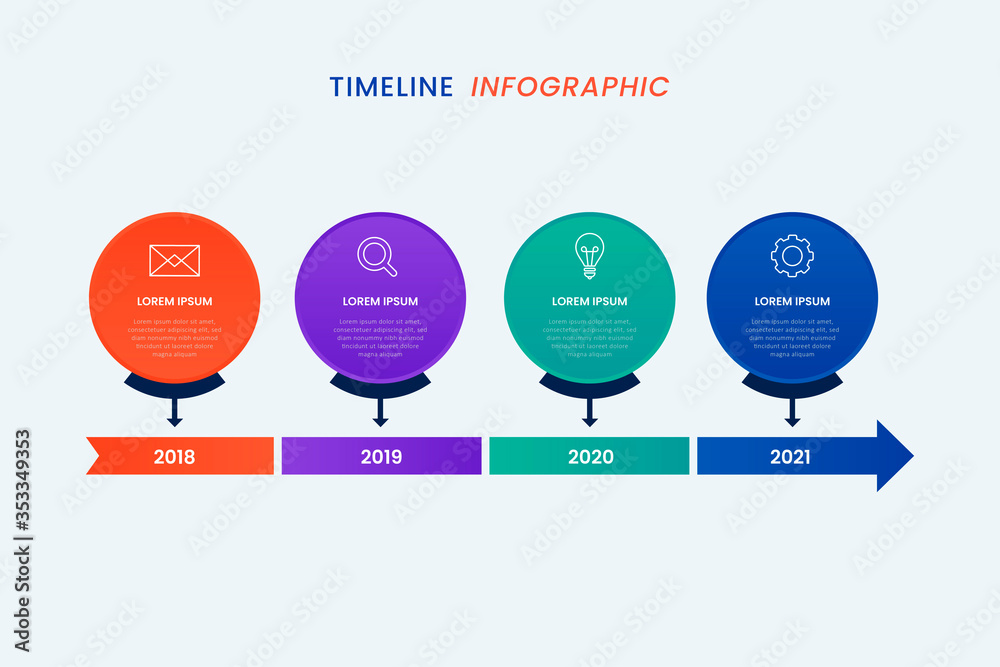 Timeline infographic 4 point step for business, workflow or process ...