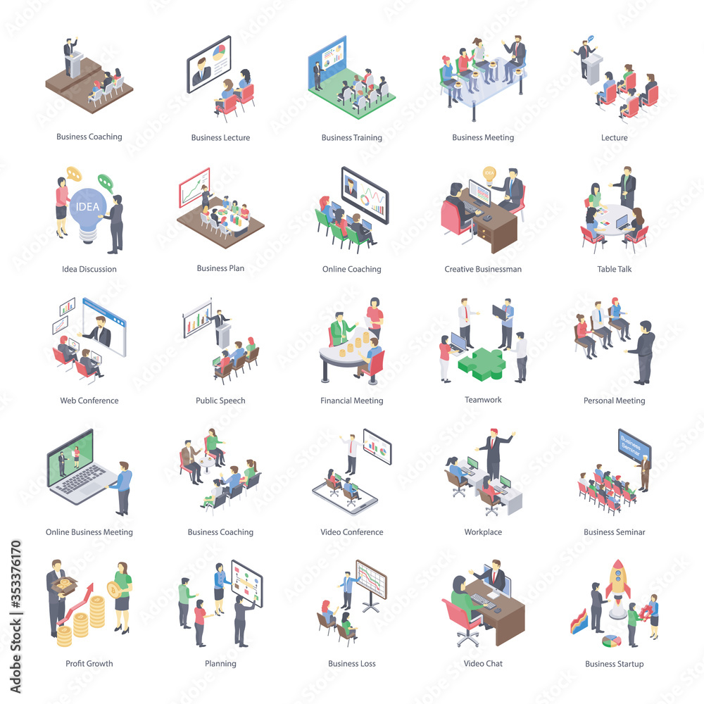 Business Coaching Icons Pack Stock Illustration | Adobe Stock