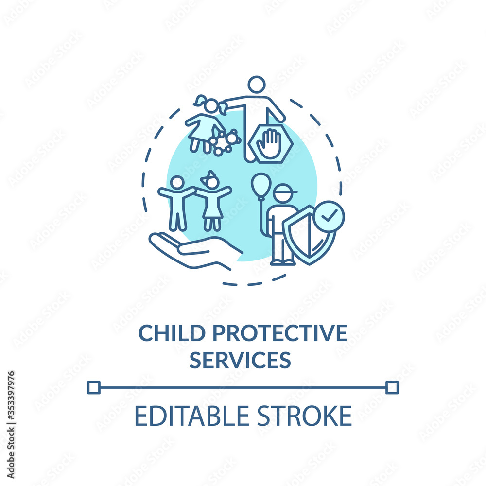 Child protective service concept icon. Violence against kids prevention ...