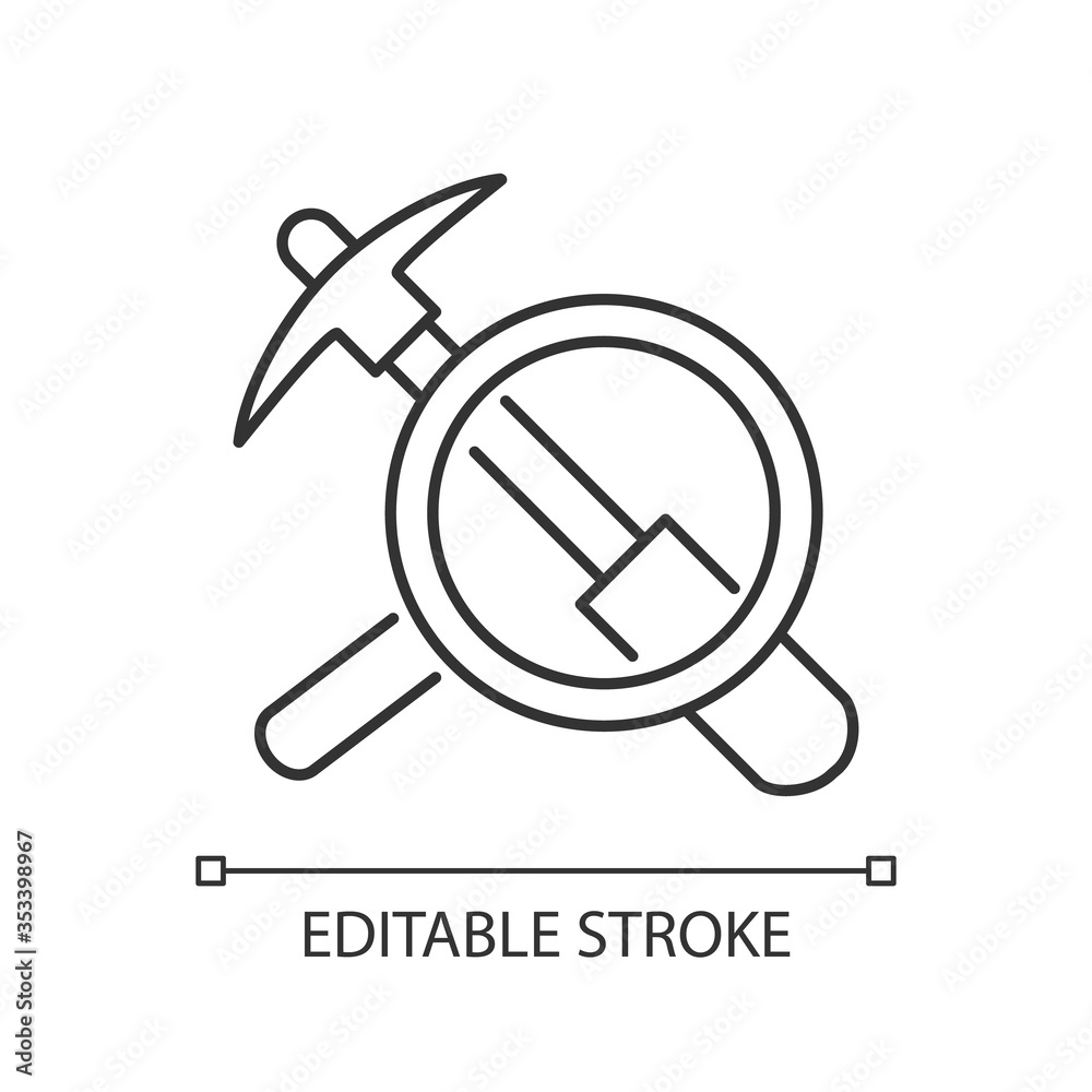 Geology pixel perfect linear icon. Earth science, natural discipline ...