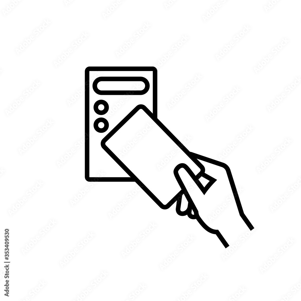 Access card reader sign outline icon. Clipart image isolated on white ...