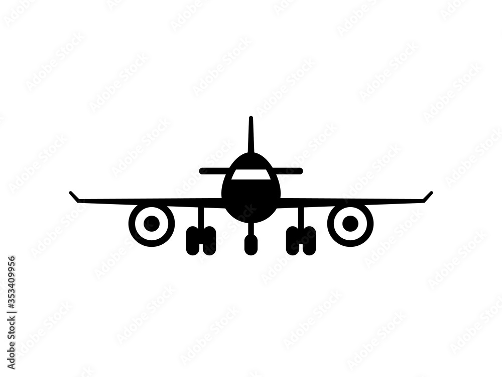 Airplane front view icon. Clipart image isolated on white background ...