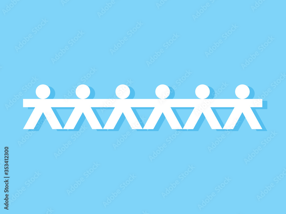 White paper doll chain. Clipart image isolated on background Stock ...