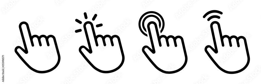 Vector hand cursors icons click set Stock Vector | Adobe Stock