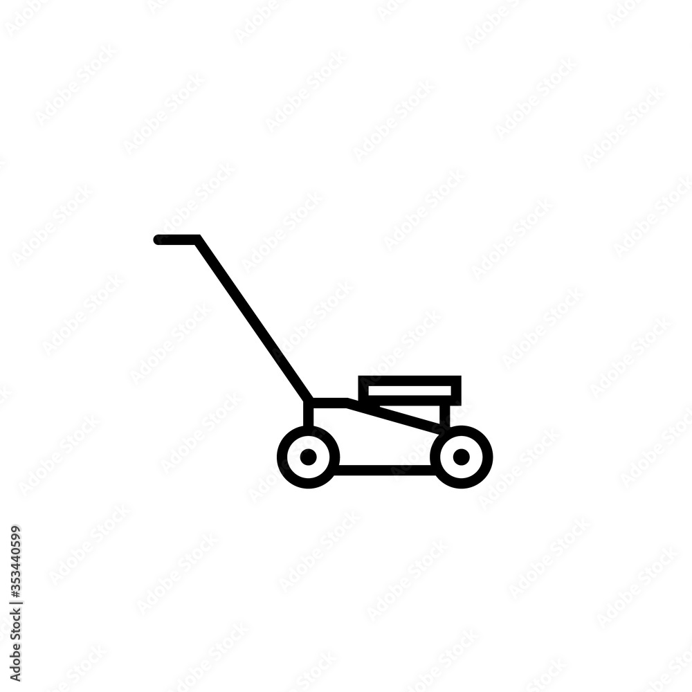 Lawn mower outline icon. Clipart image isolated on white background ...