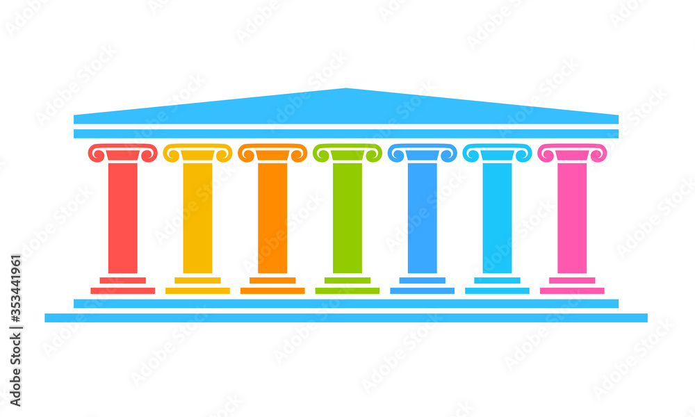 Seven pillars diagram. Clipart image isolated on white background Stock ...