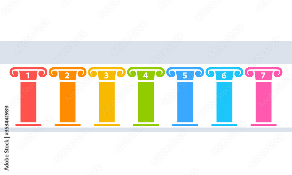 Seven pillars diagram. Clipart image isolated on white background Stock Vector | Adobe Stock